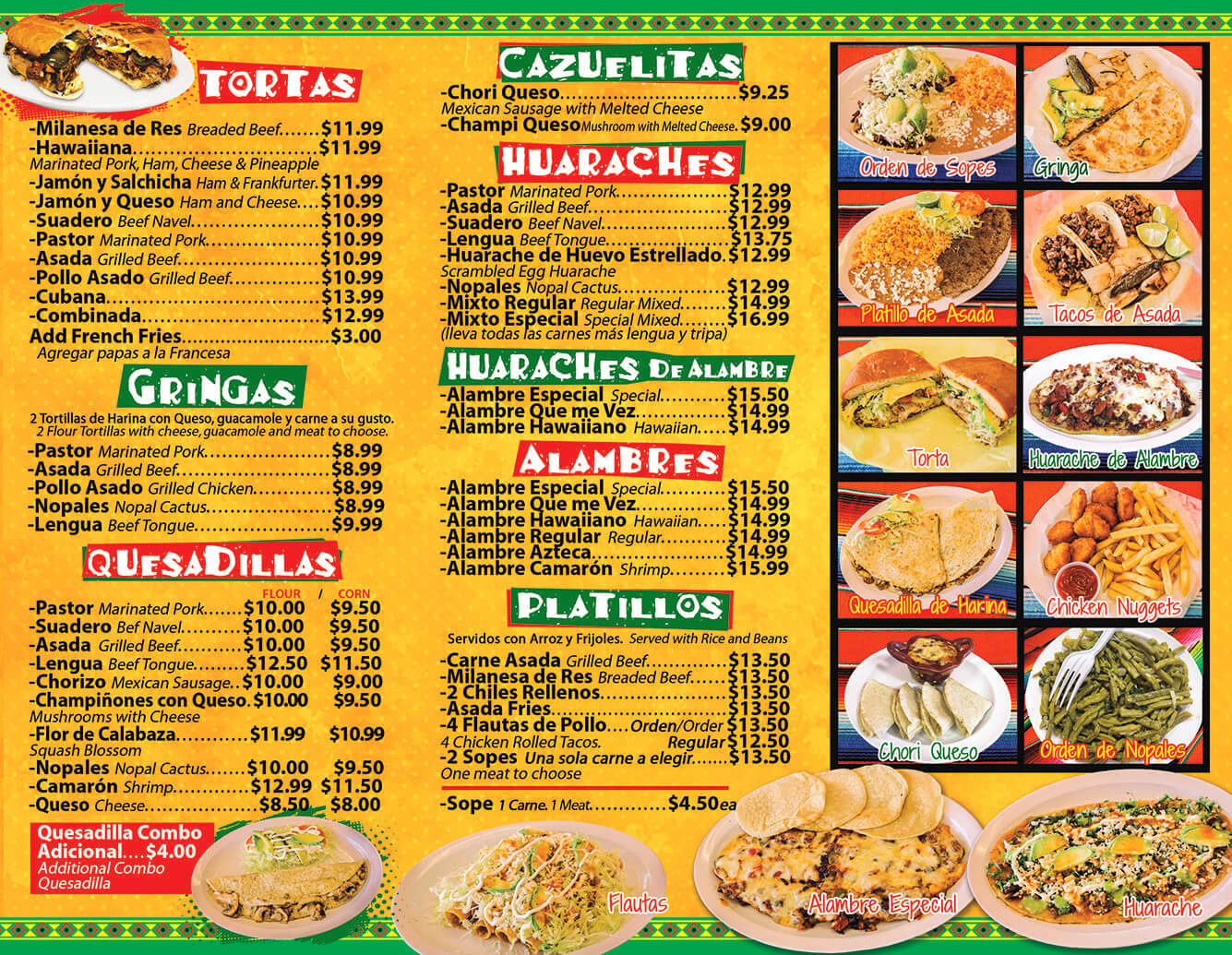 Our Menu - Taqueria El Trompo